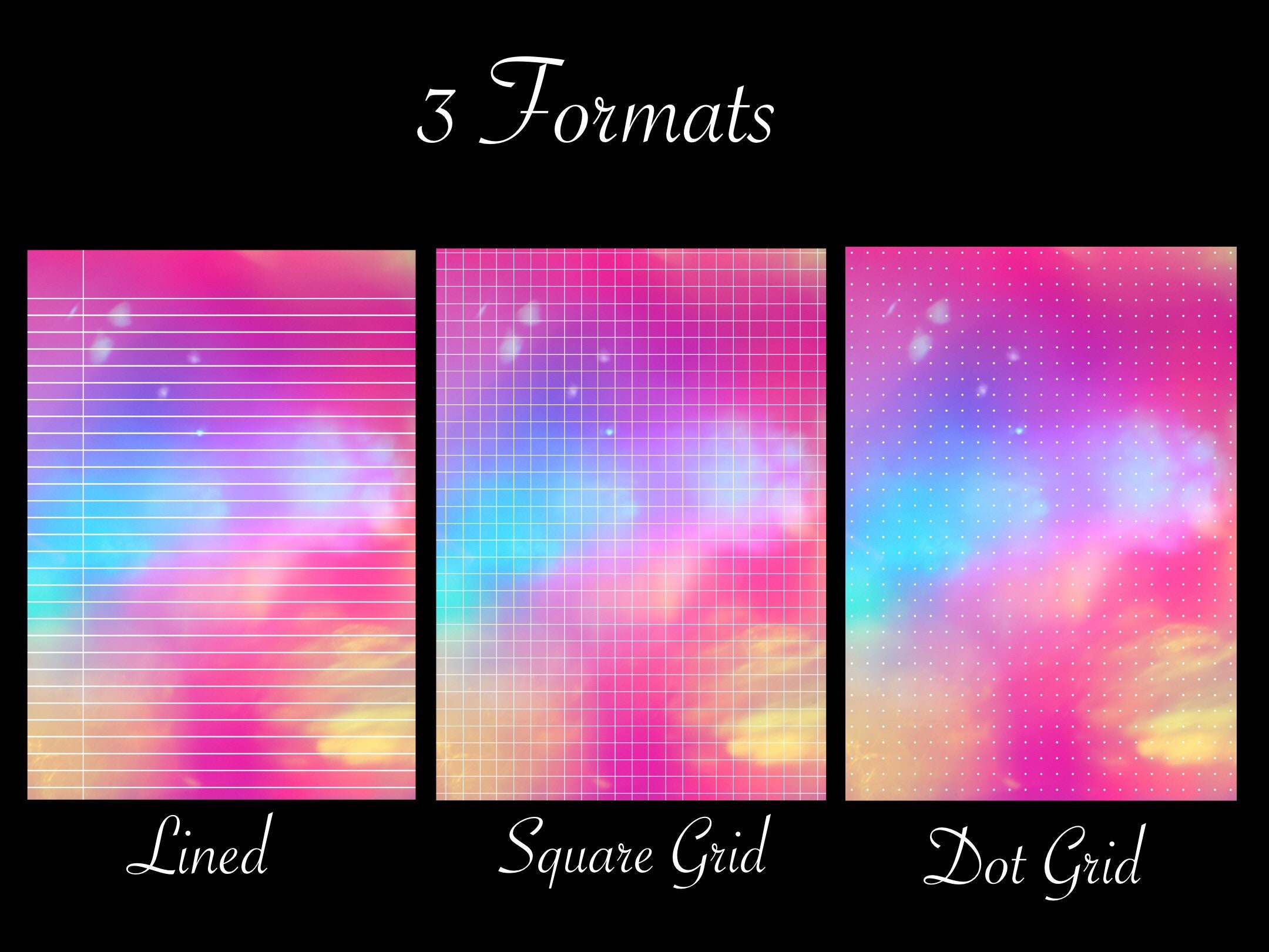 RAINBOW Printable Digital Templates A4 Digital Writing Paper Lined ...