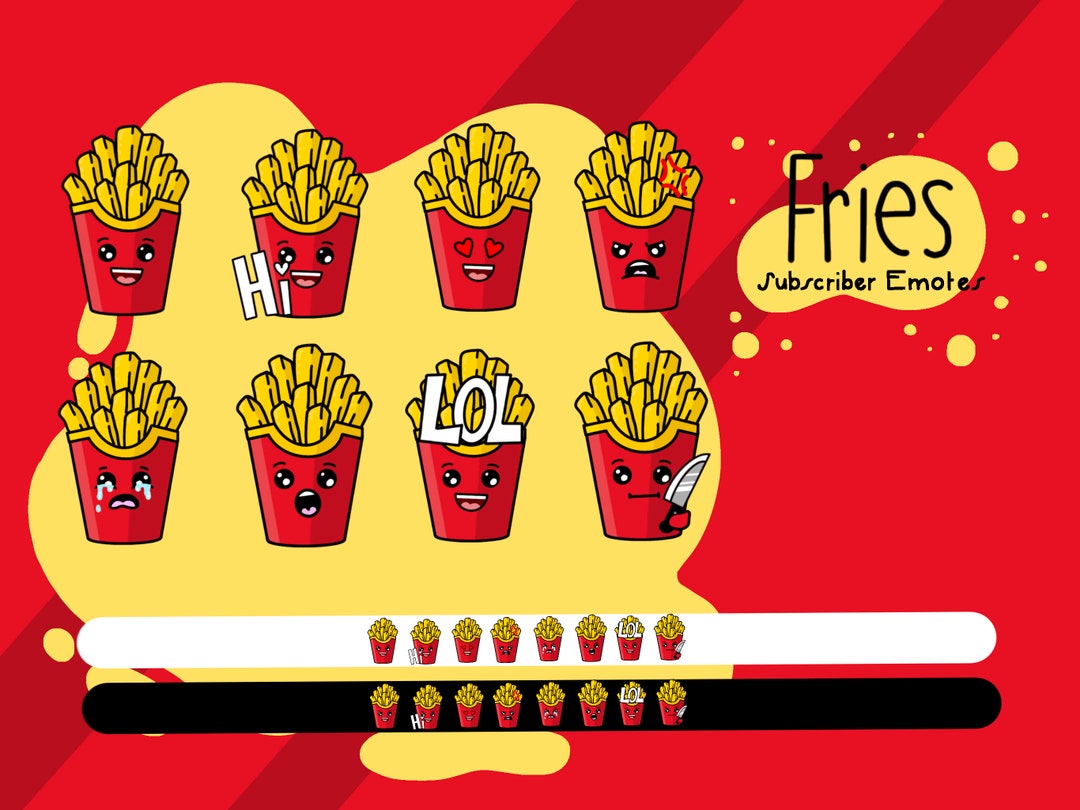 Fries Pack Twitch Emotes Subscriber Discord Emote Bit Badges Loyalty - Etsy