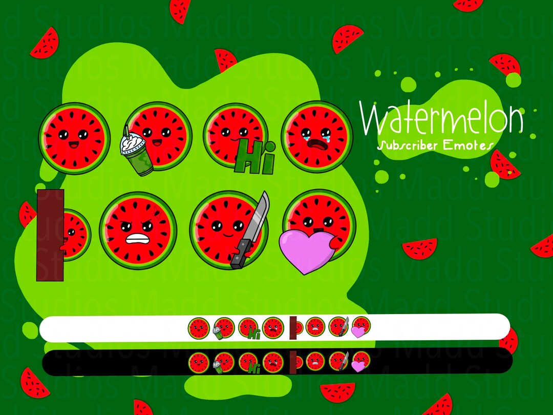 Watermelon Pack Twitch Emotes Subscriber Discord Emote Bit Badges ...
