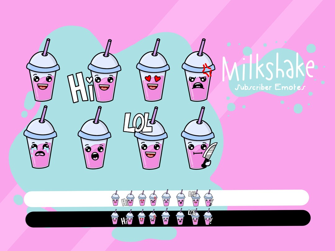Milkshake Pack Twitch Emotes Subscriber Discord Emote Bit Badges ...