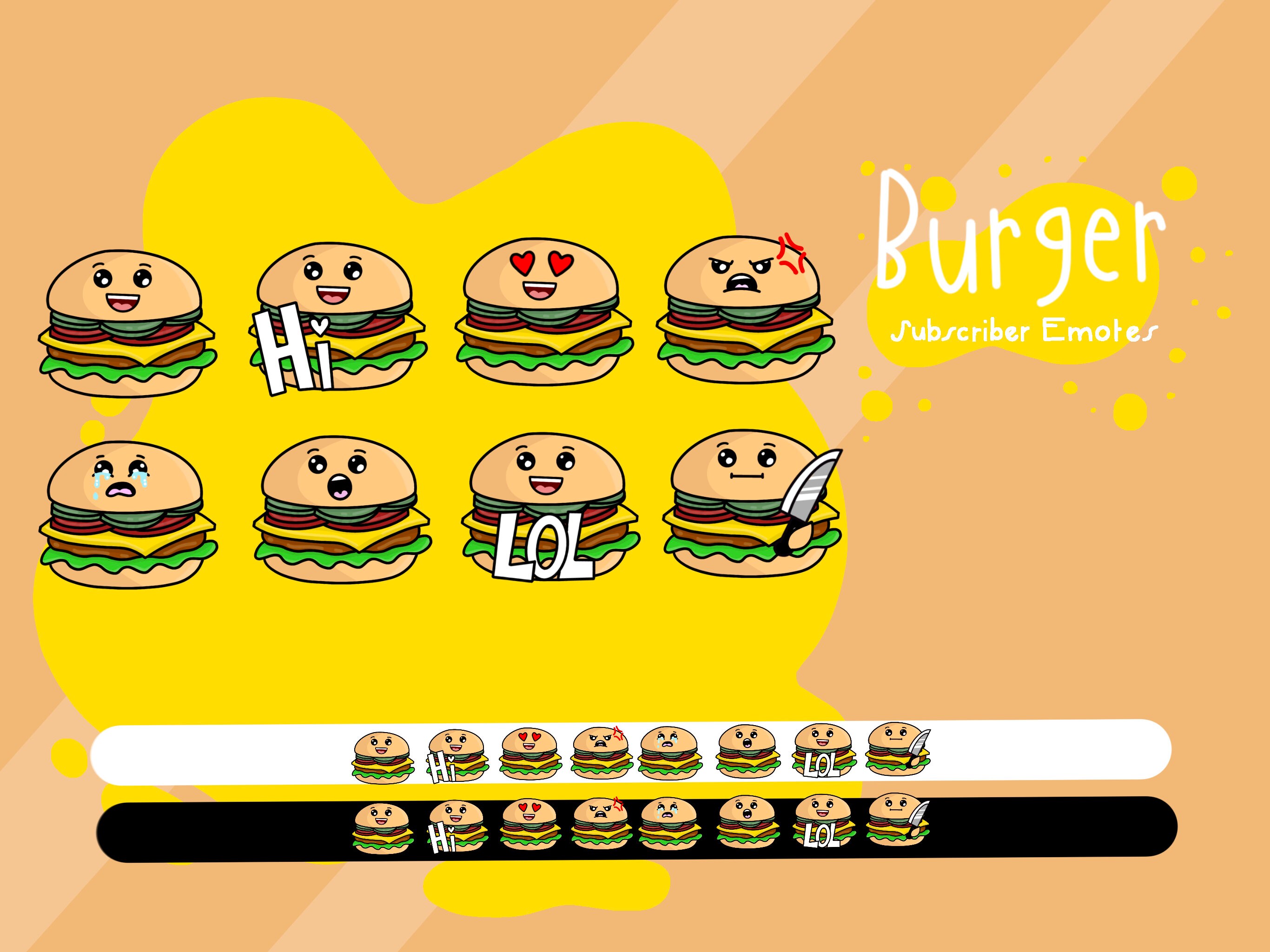 Burger Pack Twitch Emotes Subscriber Discord Emote Bit Badges Loyalty ...