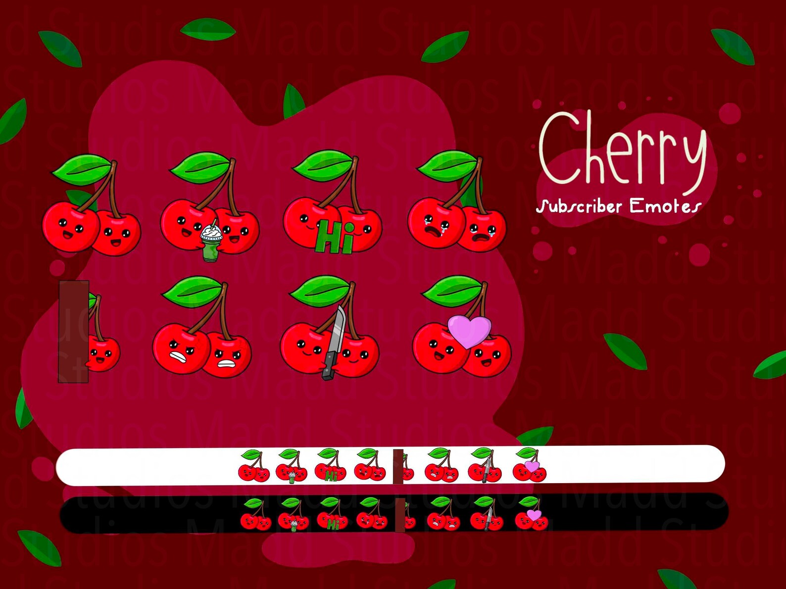 Cherry Pack Twitch Emotes Subscriber Discord Emote Bit Badges Loyalty ...