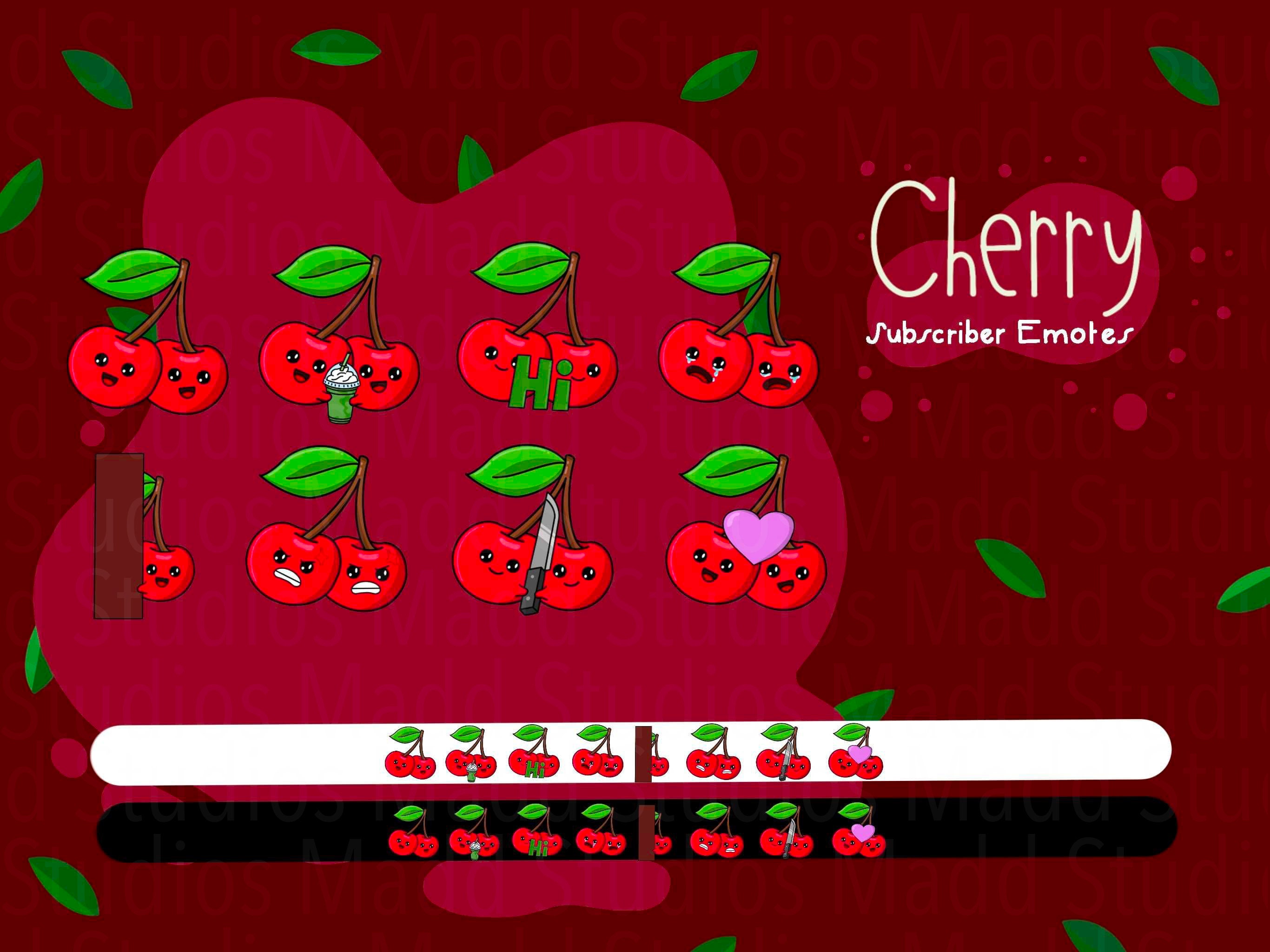 Cherry Pack Twitch Emotes Subscriber Discord Emote Bit Badges Loyalty ...