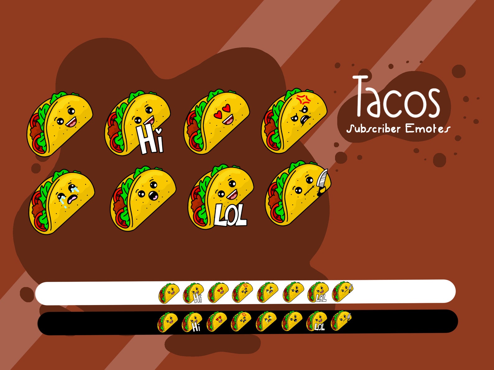 Taco Pack Twitch Emotes Subscriber Discord Emote Bit Badges Loyalty - Etsy