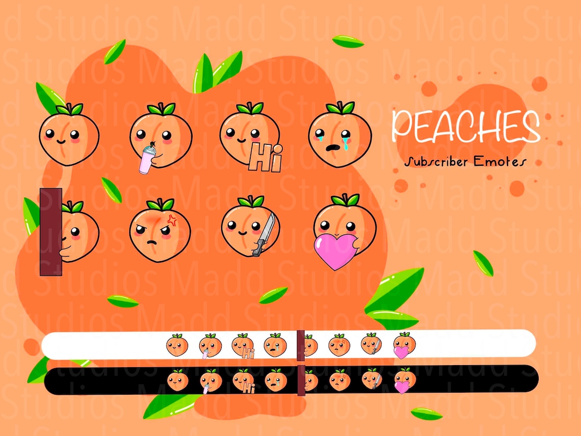 Peaches Pack Twitch Emotes Subscriber Discord Emote Bit Badges Loyalty ...