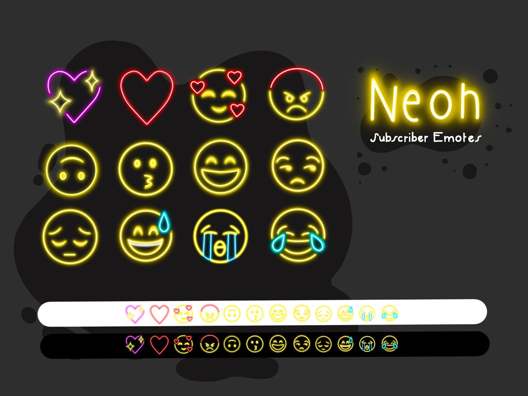 The Neon Emoji Pack Twitch Emotes Subscriber Discord Emote Bit Badges ...