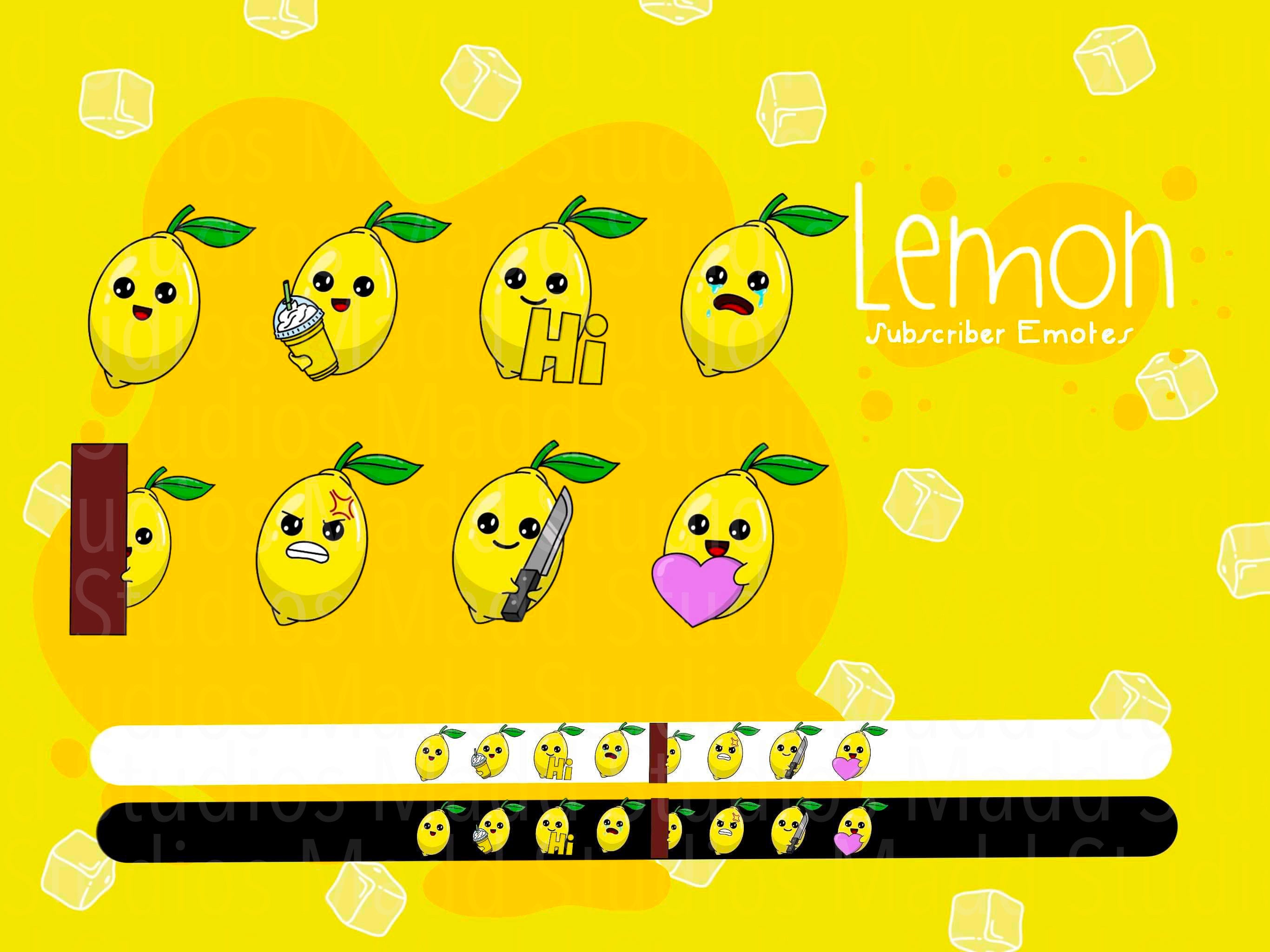 Lemon Pack Twitch Emotes Subscriber Discord Emote Bit Badges Loyalty - Etsy