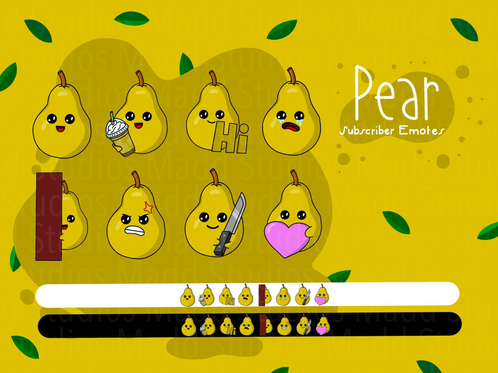 Pear Pack Twitch Emotes Subscriber Discord Emote Bit Badges Loyalty - Etsy
