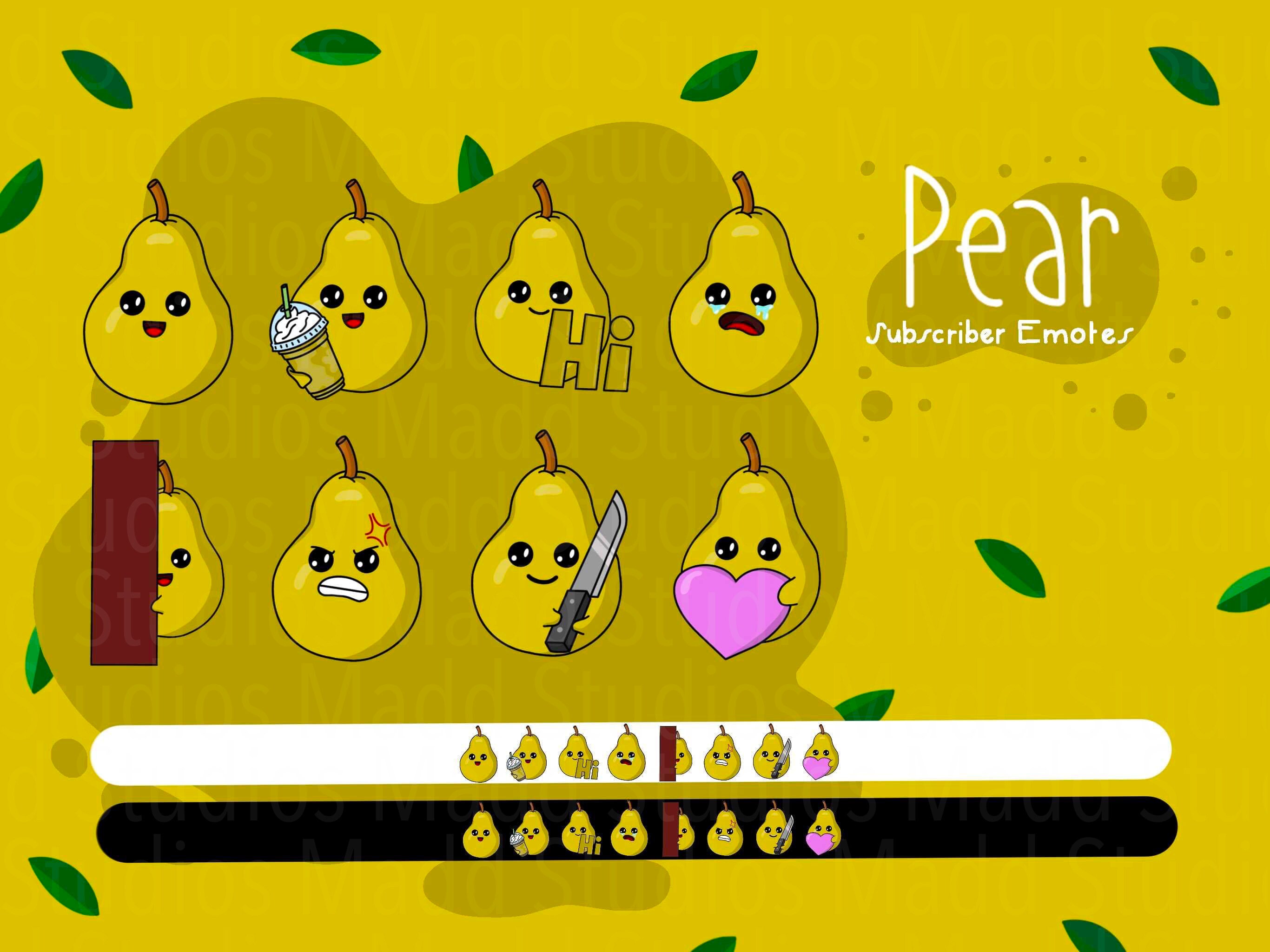 Pear Pack Twitch Emotes Subscriber Discord Emote Bit Badges Loyalty - Etsy