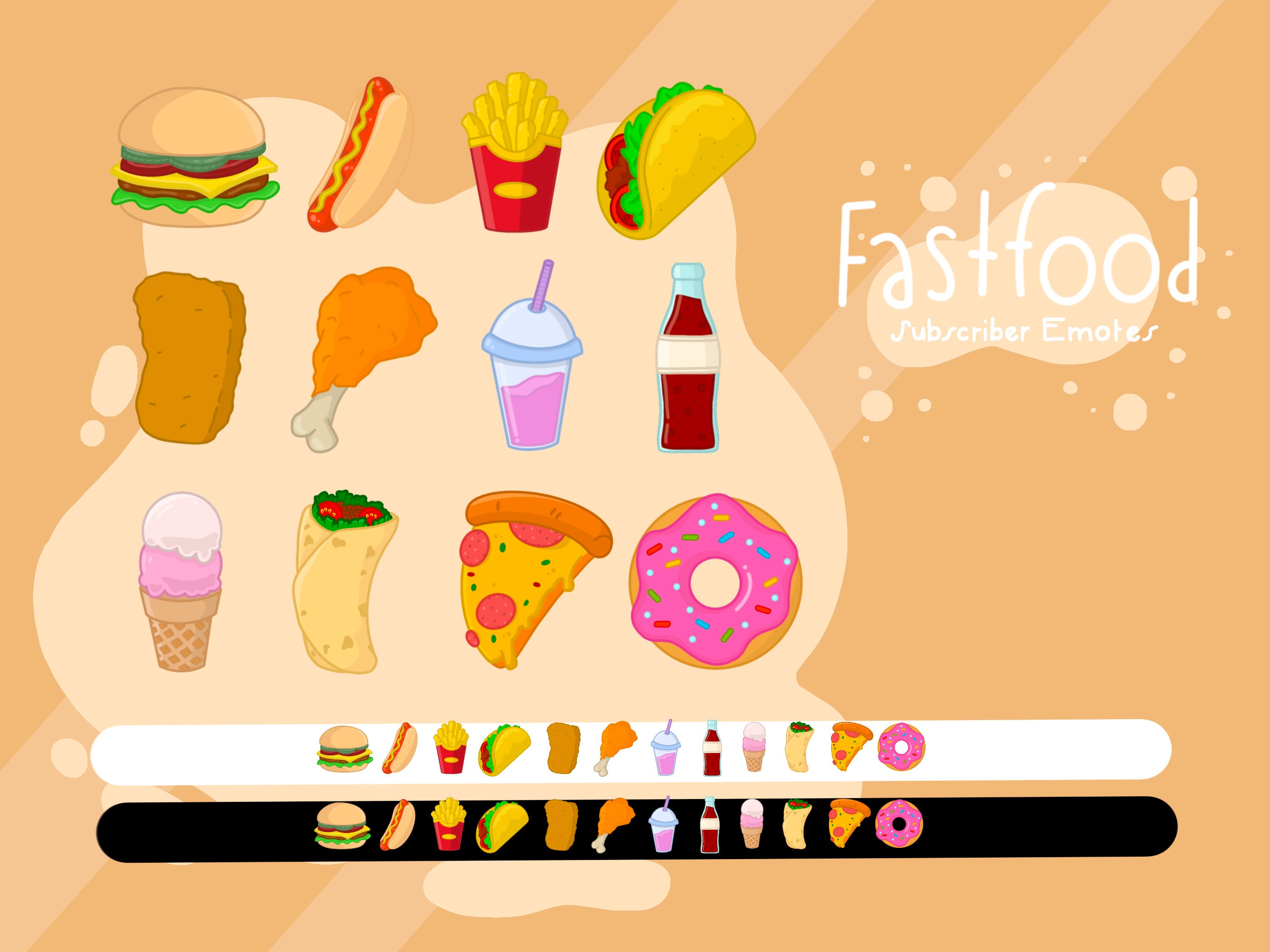 Fast Food Pack Twitch Emotes Subscriber Discord Emote Bit Badges ...