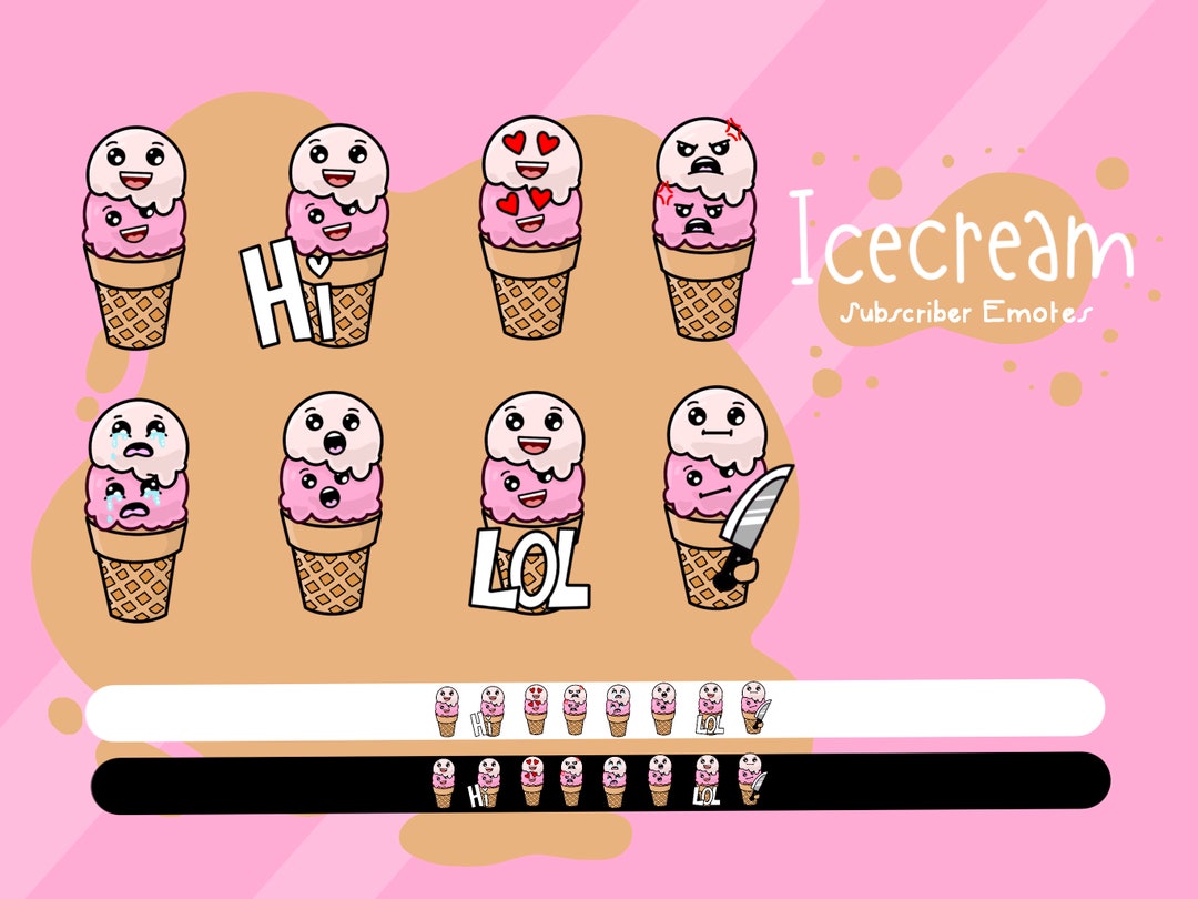 Ice Cream Pack Twitch Emotes Subscriber Discord Emote Bit Badges ...