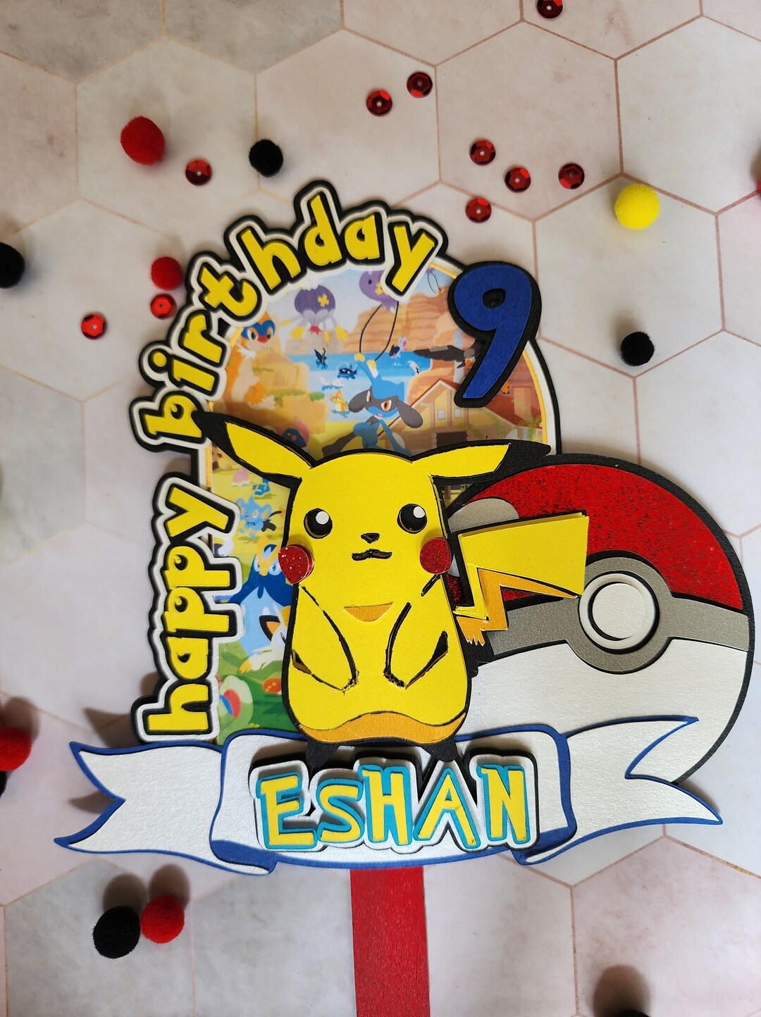 Customised Cake Topper Pika Poke Ball - Etsy Australia