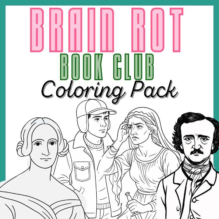 Brain Rot Book Club Coloring Pack | Printable Literary Icons PDF - Etsy