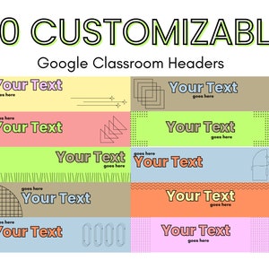 10 Minimalist Geometric Shape Google Classroom Banner Bundle ...