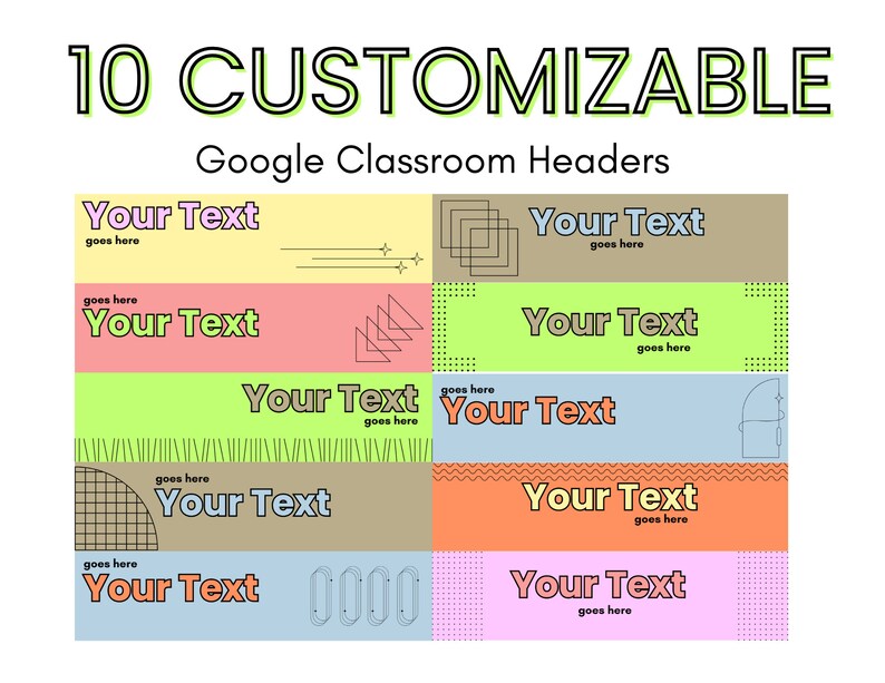 10 Minimalist Geometric Shape Google Classroom Banner Bundle ...
