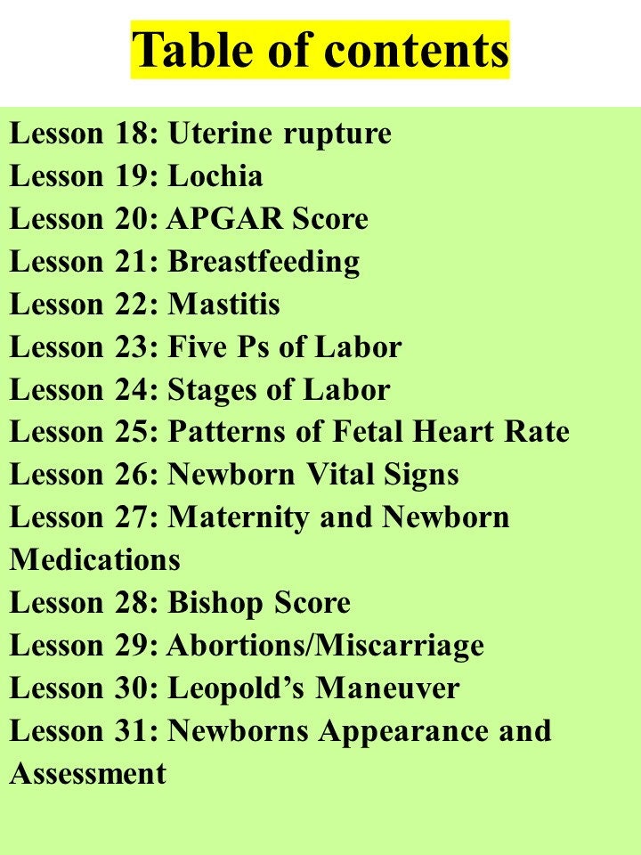 RN LVN LPN Maternity Nursing Study Guide Maternity Notes for Nursing ...