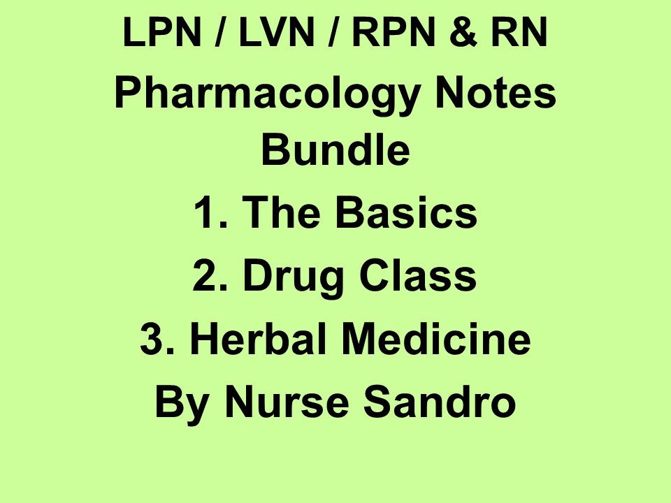 RN LVN LPN Pharmacology Study Guide Bundle 151 Pages Pharmacology Notes ...