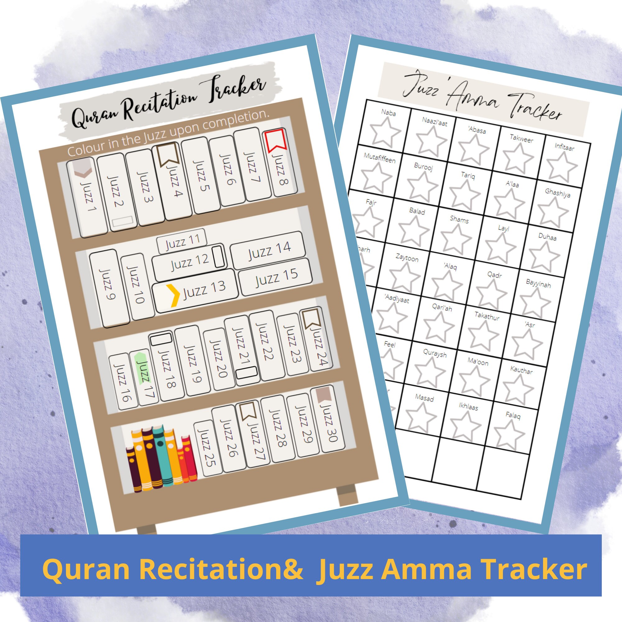 Quran Recitation Juzz Tracker and Juzz 'amma Surah List COMBO Pack ...