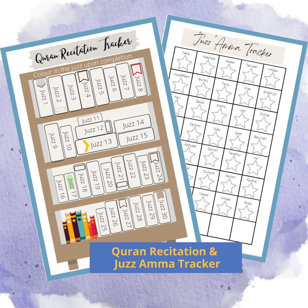Quran Recitation Juzz Tracker and Juzz 'amma Surah List COMBO Pack ...