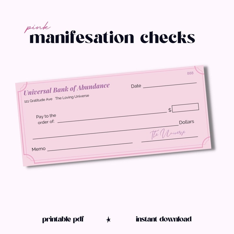 Money Manifestation Checks | Abundance Check, Vision Board Check ...