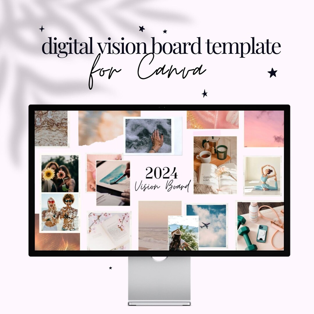 Digital Vision Board Template Aesthetic Desktop Wallpaper, Instant ...