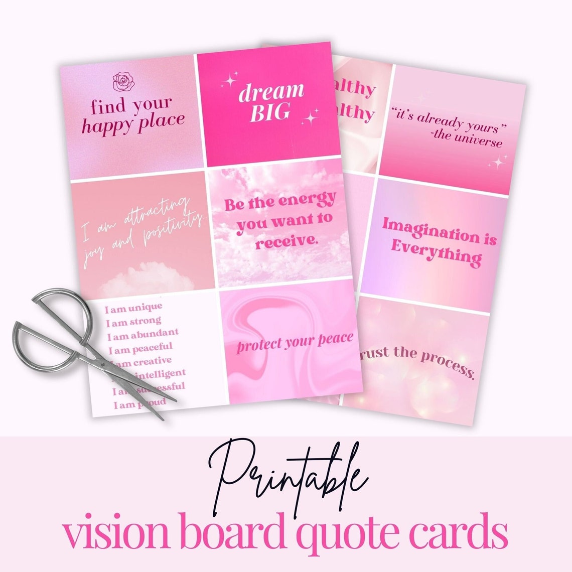 Pink Vision Board Quotes| Printable Vision Board Words, Positive ...