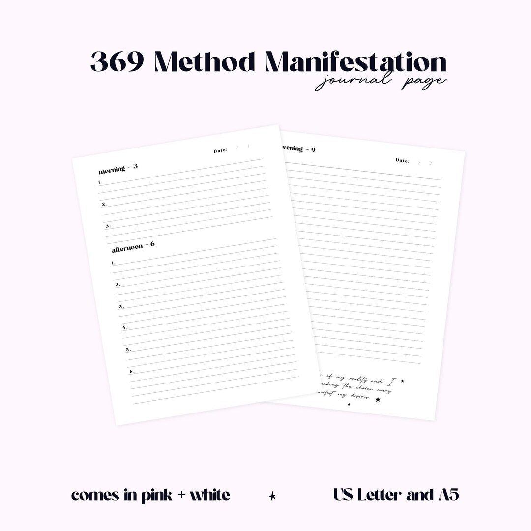 369 Manifestation Journal Page | Manifestation Journal Printable, 369 ...