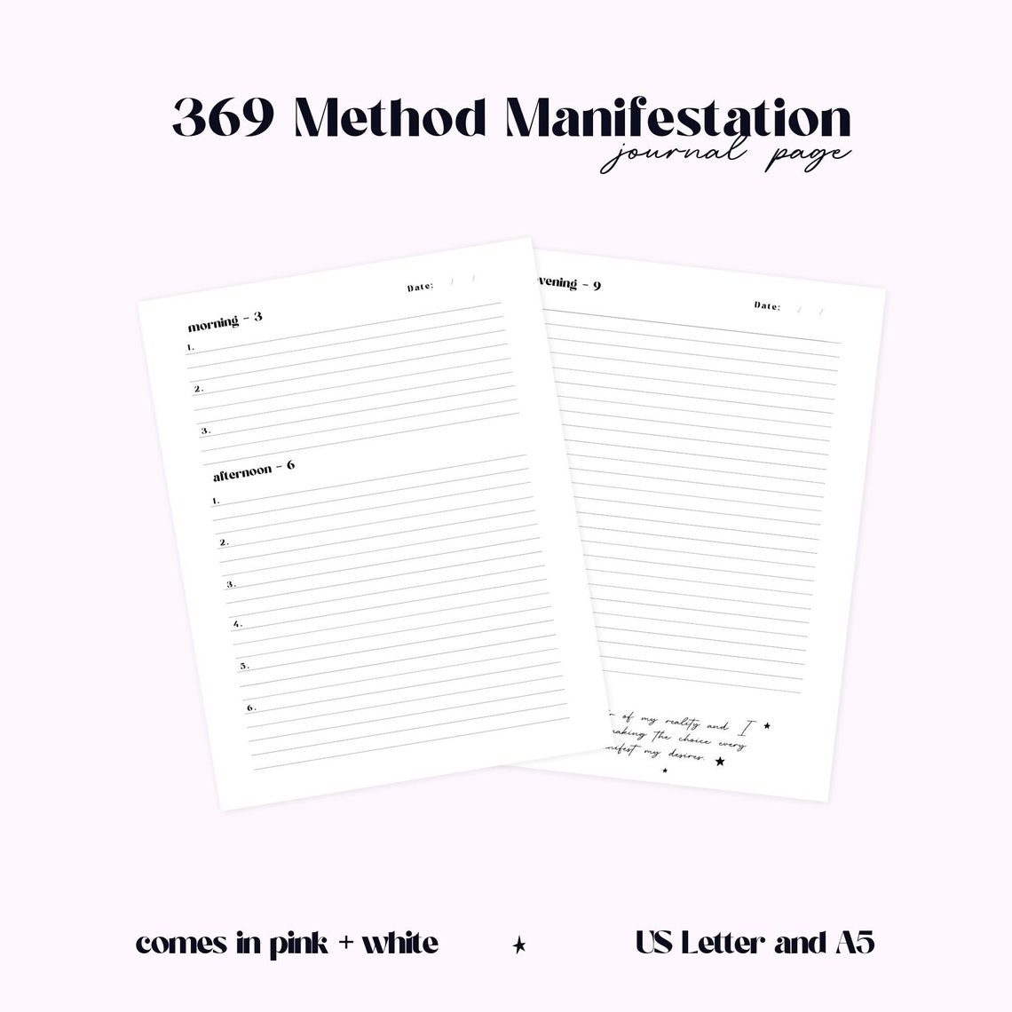 369 Manifestation Journal Page | Manifestation Journal Printable, 369 ...