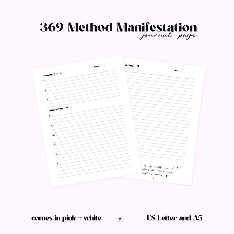 369 Manifestation Journal Page | Manifestation Journal Printable, 369 ...
