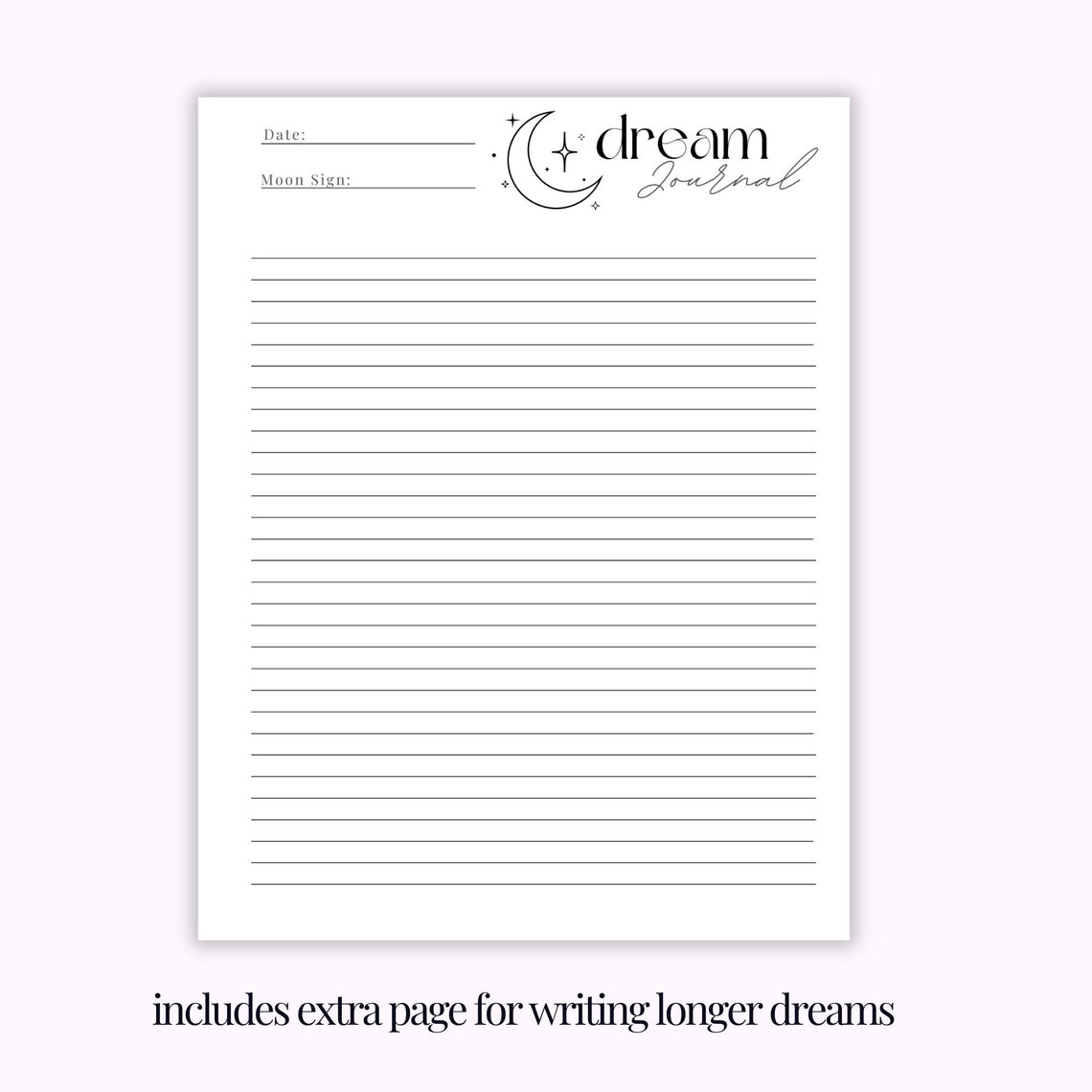 Dream Journal Printable, Dream Tracker, Dream Diary, Instant Download ...