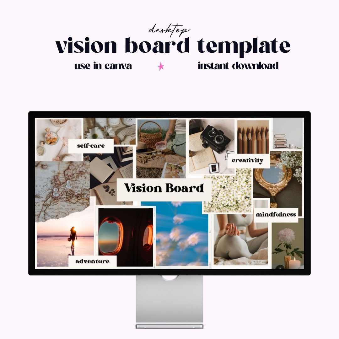 Vision Board Template for Canva 2024 Manifestation Board, Instant ...