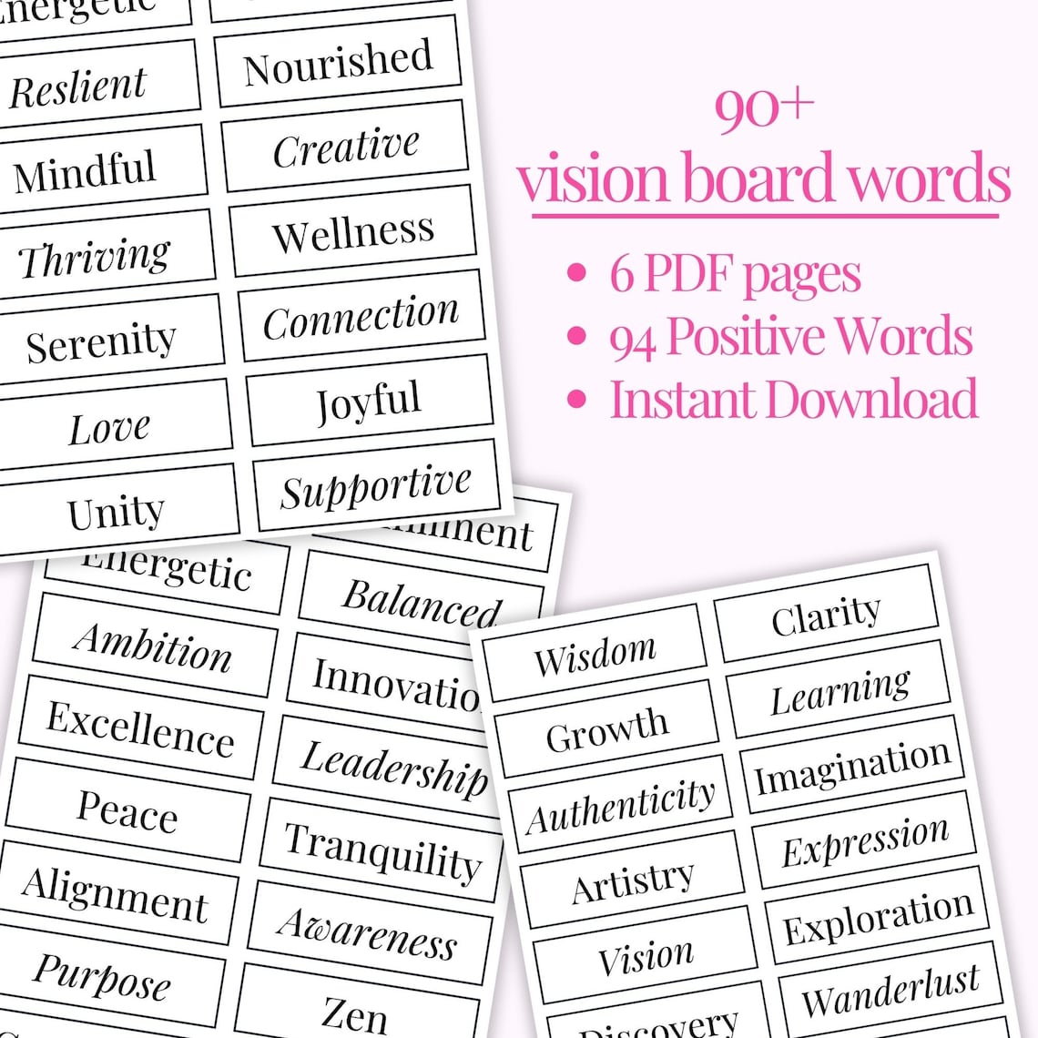 Printable Vision Board Words| Positive Words for Vision Board, 2025 Vision Board - Etsy