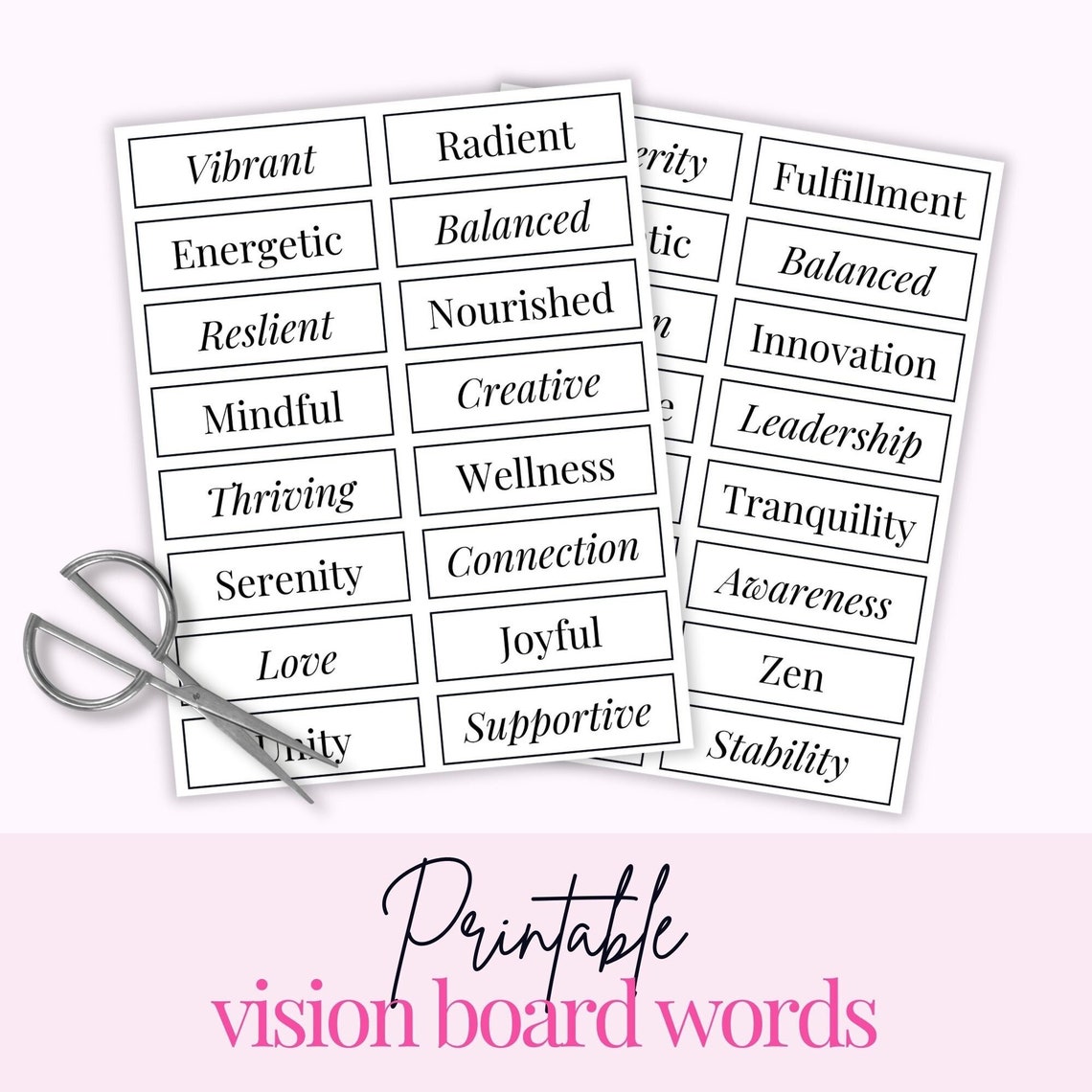 Printable Vision Board Words| Positive Words for Vision Board, 2025 ...