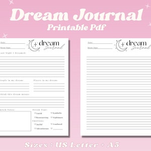 Dream Journal Printable Dream Tracker Dream Diary Instant - Etsy