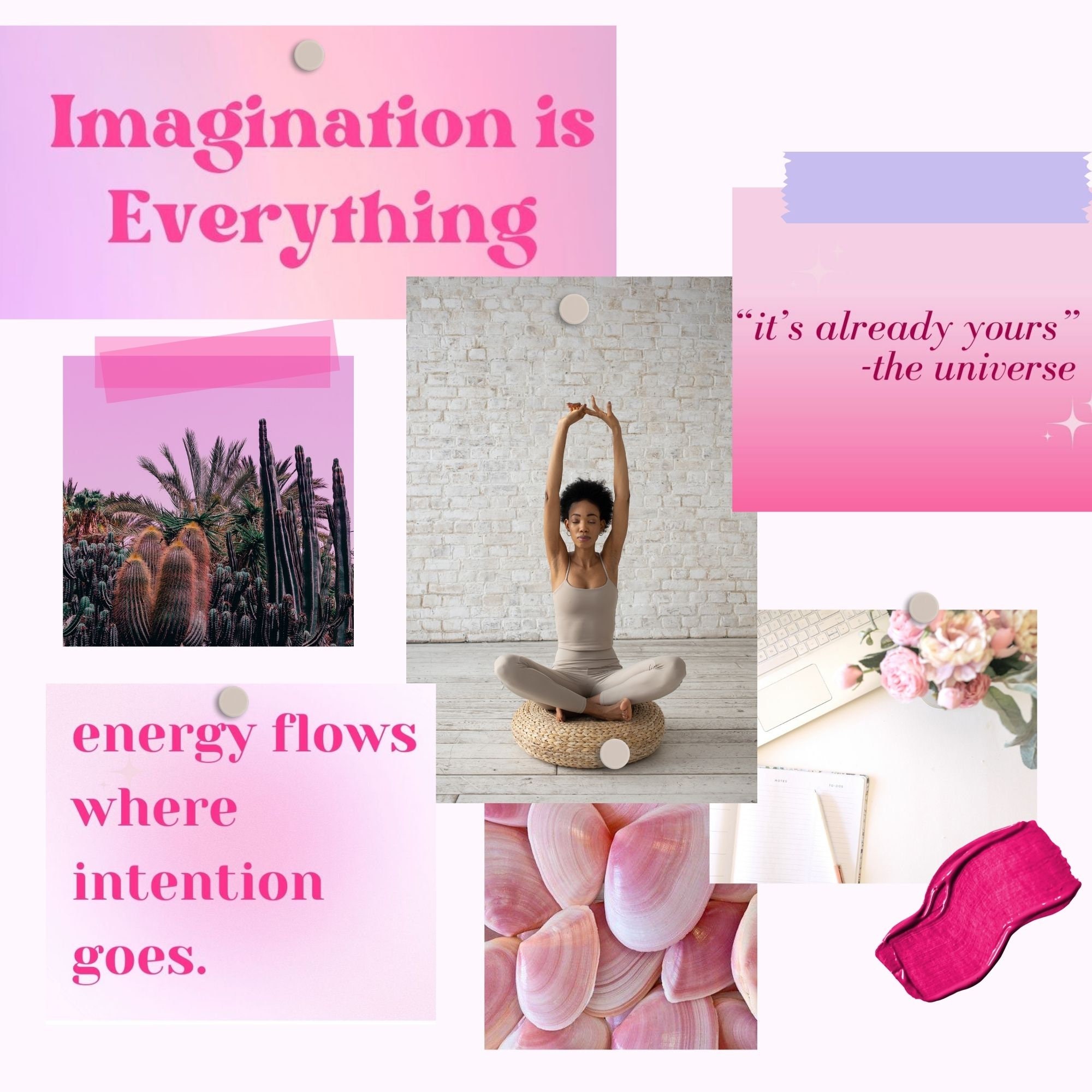 Pink Vision Board Quotes| Printable Vision Board Words, Positive ...