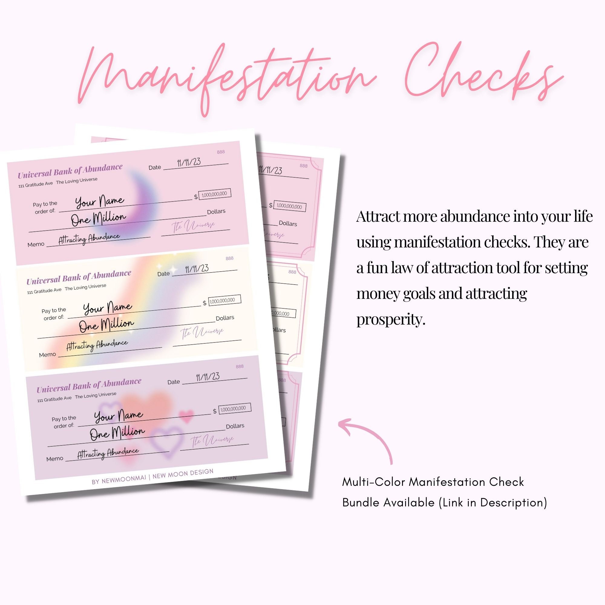 Money Manifestation Checks Abundance Check, Vision Board Check ...