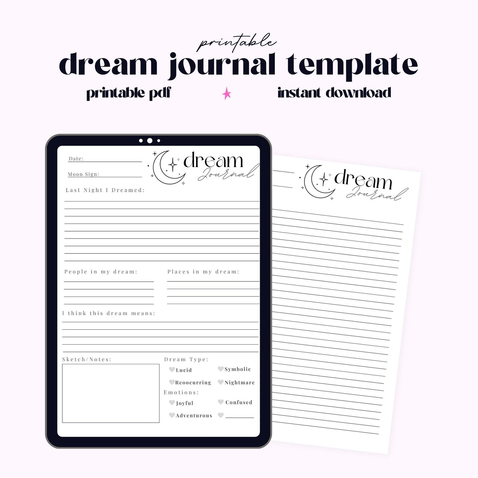 Guided Dream Journal Printable, Dream Tracker (instant Download) - Etsy