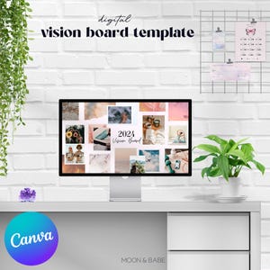 Digital Vision Board Template| Aesthetic Desktop Wallpaper, Instant ...