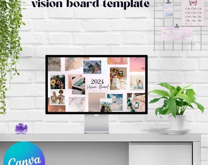 VISION BOARD 2024 Desktop Wallpaper Vision Board Canva, Vision Board ...