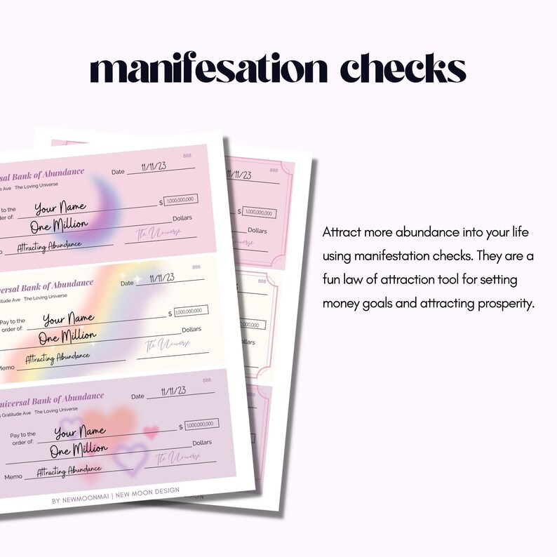 Cream Manifestation Checks | Abundance Check, Vision Board Check ...