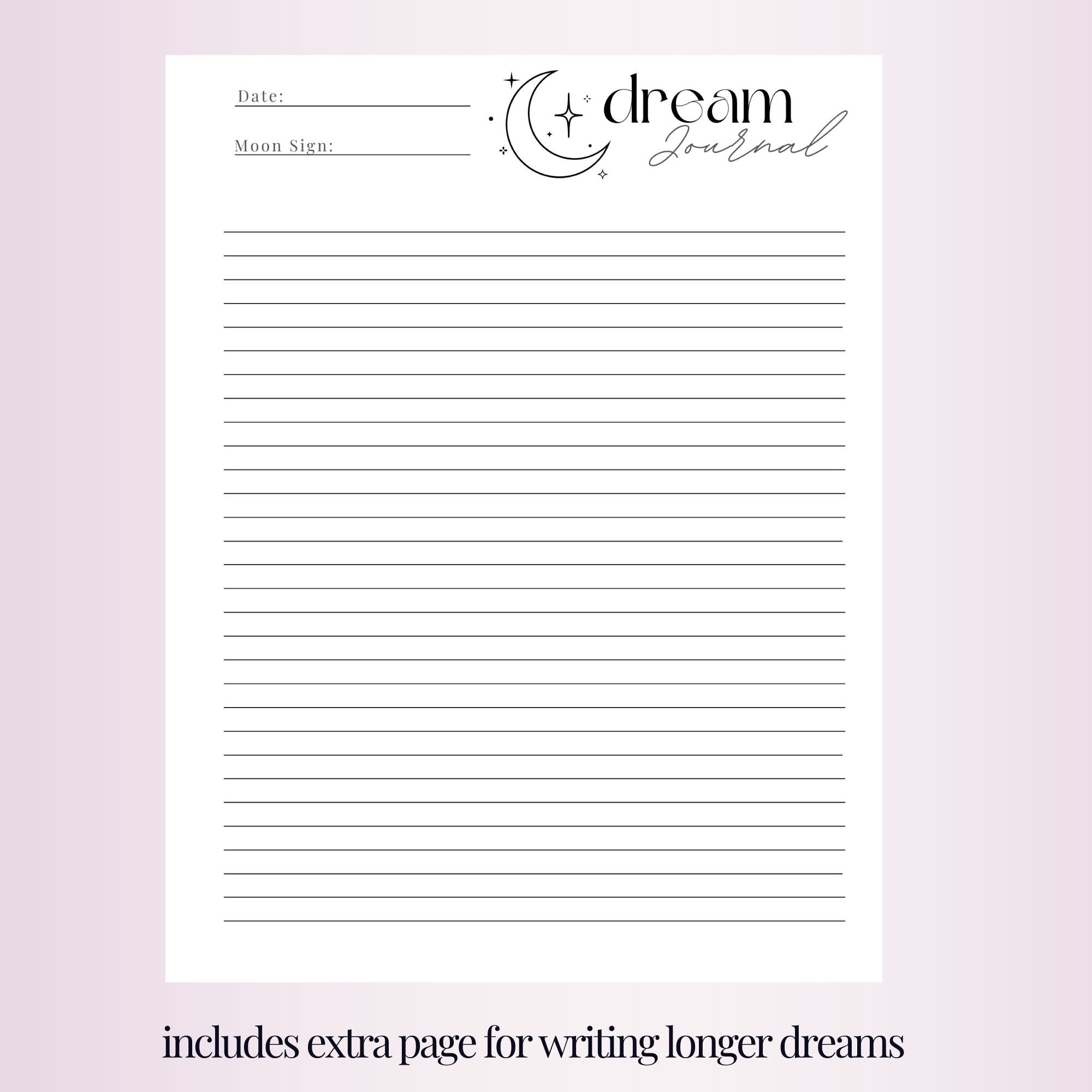 Dream Journal Printable Dream Tracker Dream Diary Instant - Etsy UK
