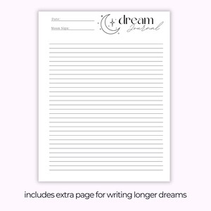 Dream Journal Printable, Dream Tracker, Dream Diary, Instant Download - Etsy