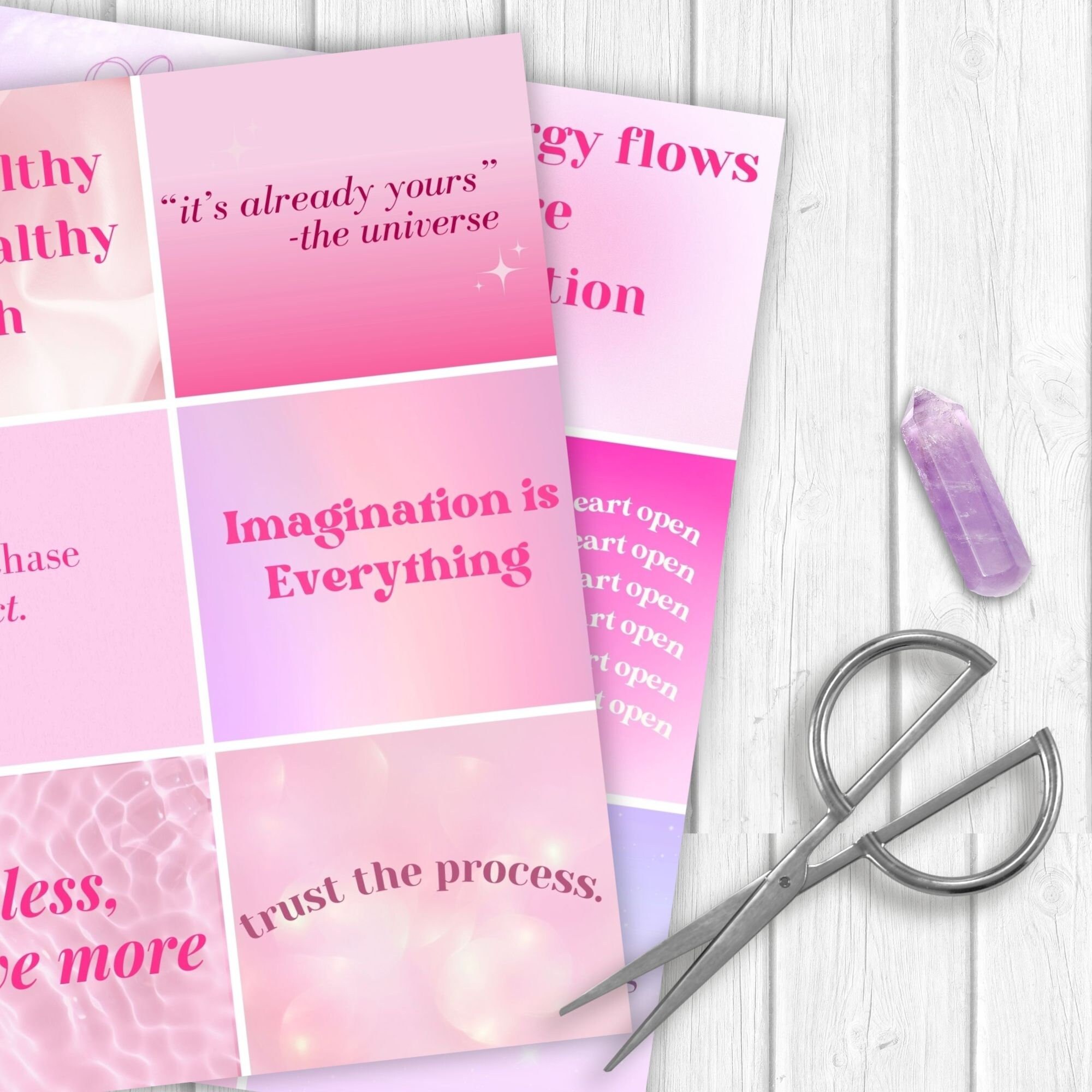 Pink Vision Board Quotes| Printable Vision Board Words, Positive ...