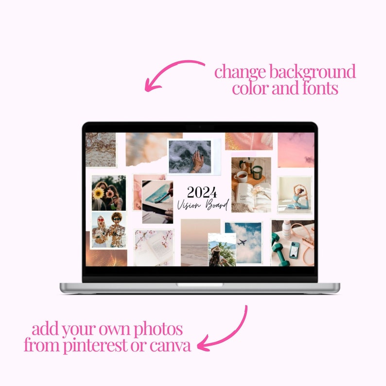 Digital Vision Board Template Aesthetic Desktop Wallpaper, Instant ...