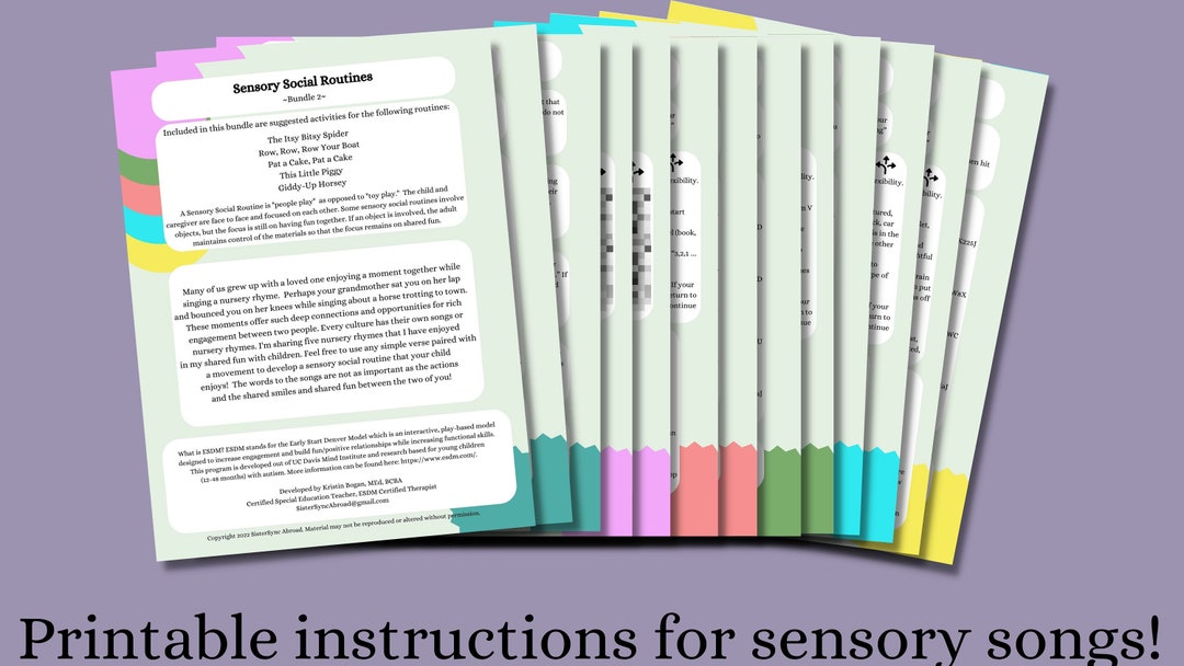 ESDM Sensory Social Routine (autism Age 0-5) Song Bundle - Etsy