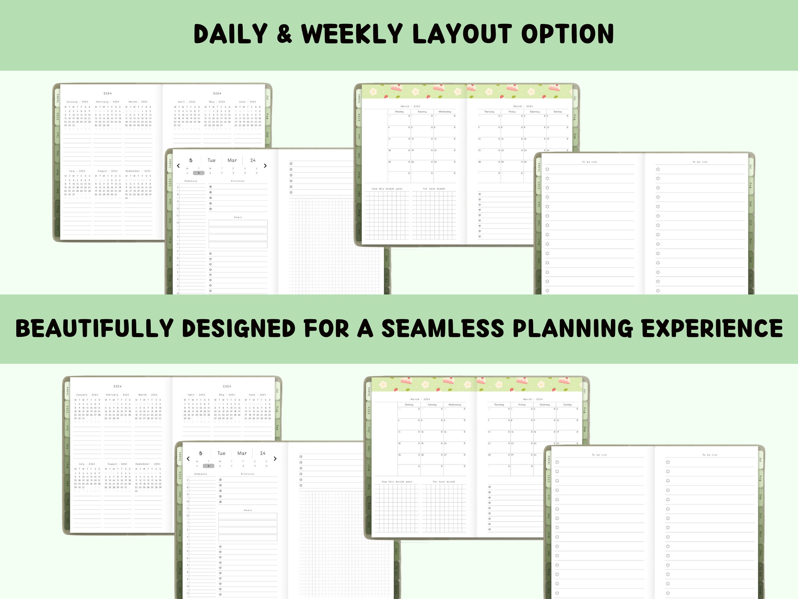 Nature Inspired Organizer 2024,green Digital Planner,hyperlinked ...