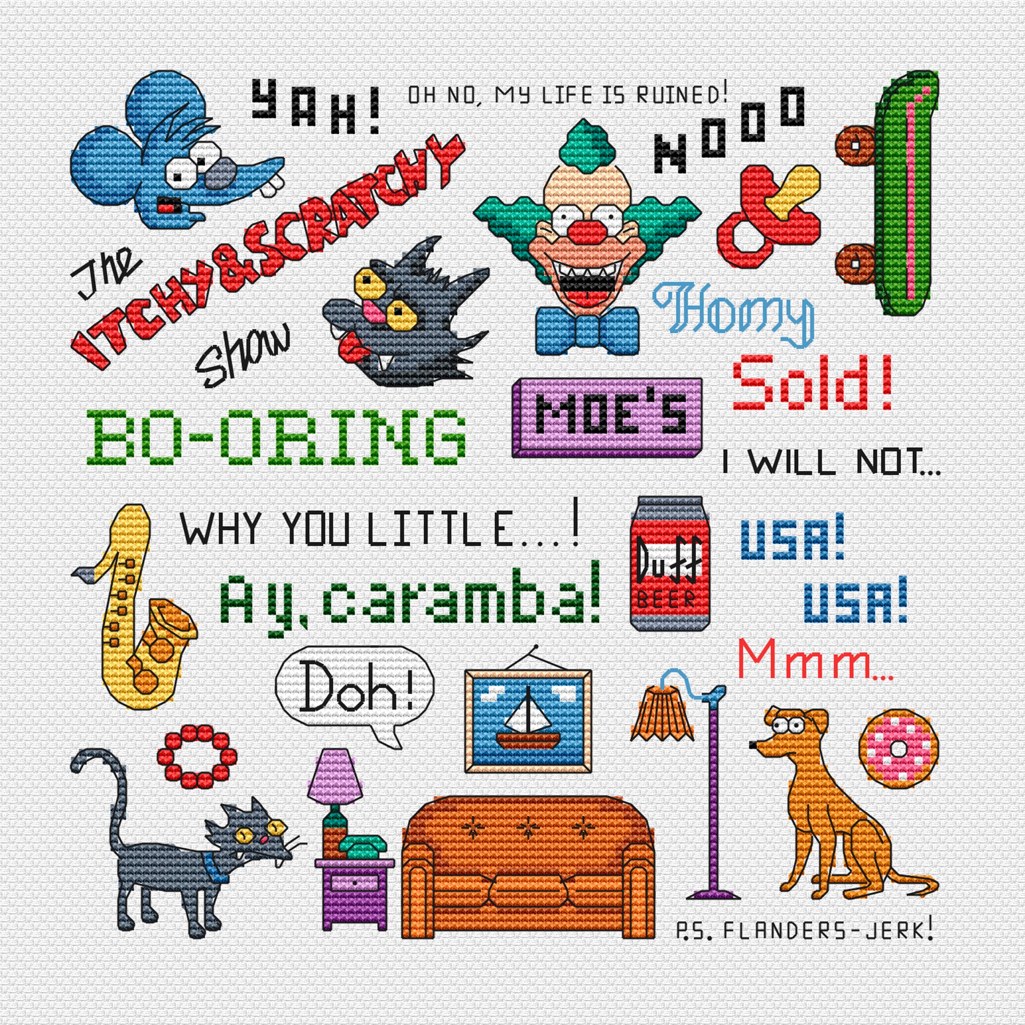 The Simpsons Cross Stitch Pattern Pdf Tv Show Cross Stitch - Etsy