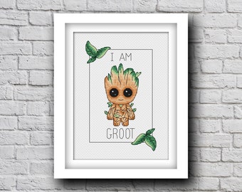 Baby Groot Cross Stitch Pattern Pdf Format Delivered by Email This is Not a Kit - Etsy