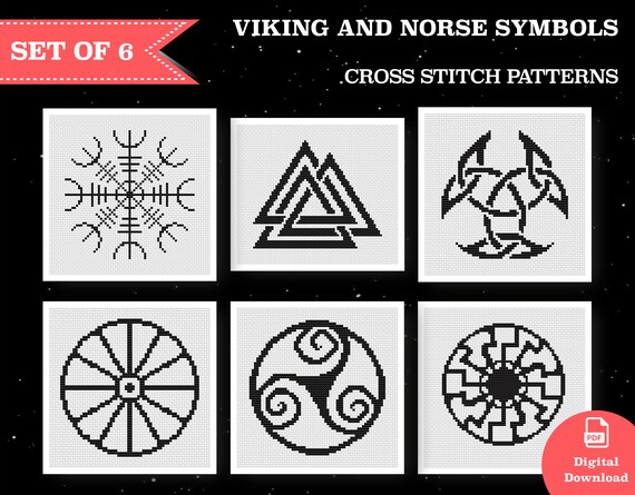 Viking Symbols Cross Stitch Pattern Pdf Set of 6 Patterns - Etsy