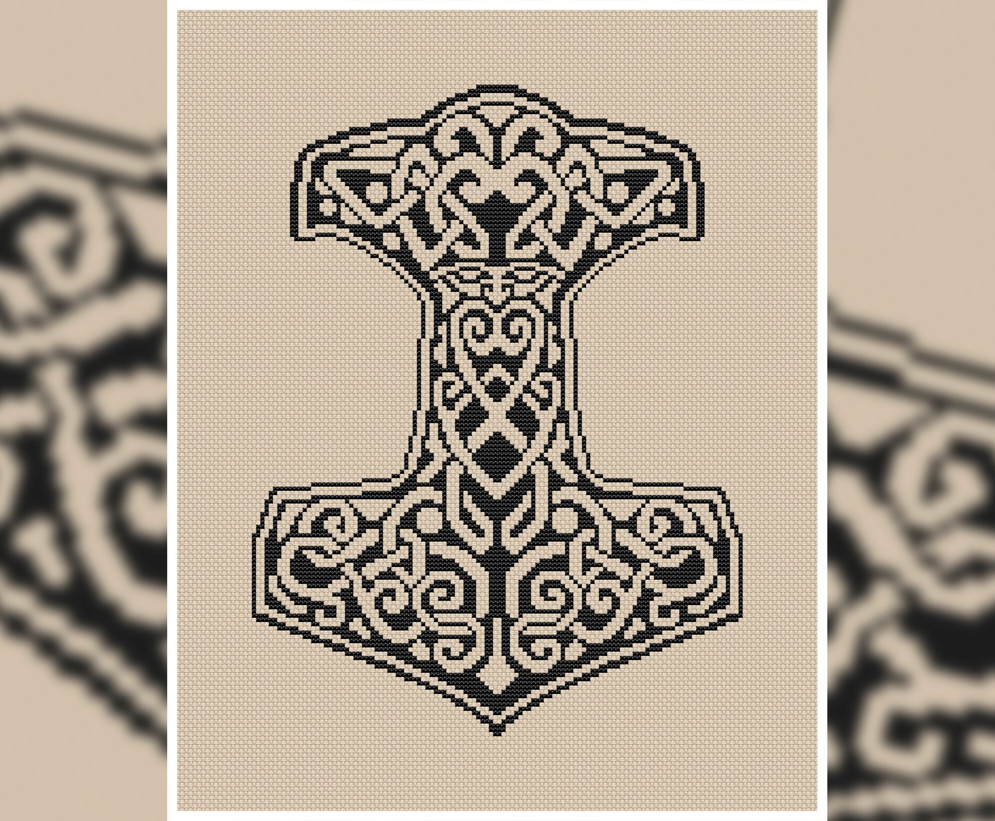 Thor's Hammer Cross Stitch Pattern Pdf Viking Cross - Etsy